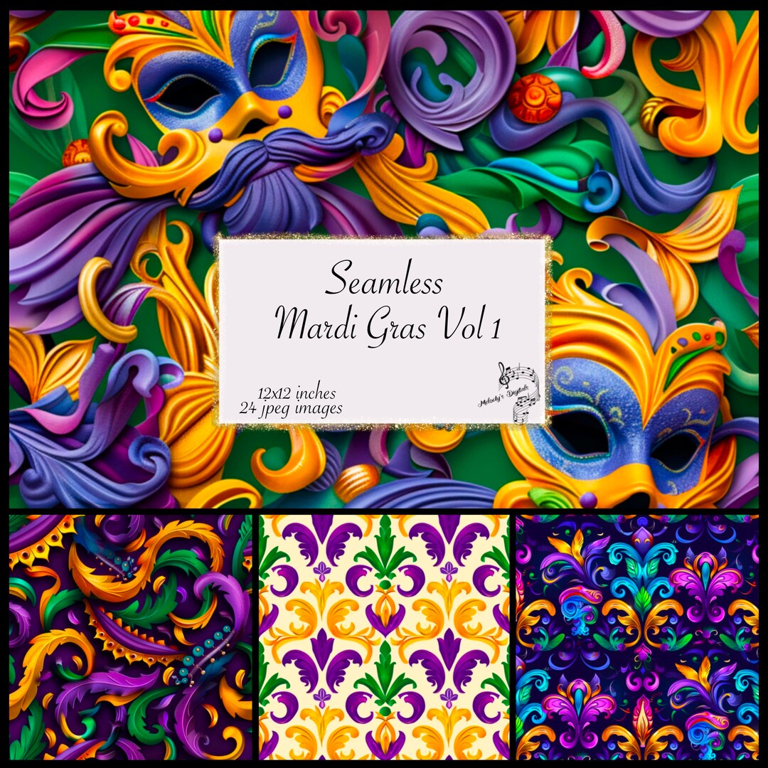 Mardi Gras Digital Paper, Mardi Gras Pattern, Carnival Pattern ...