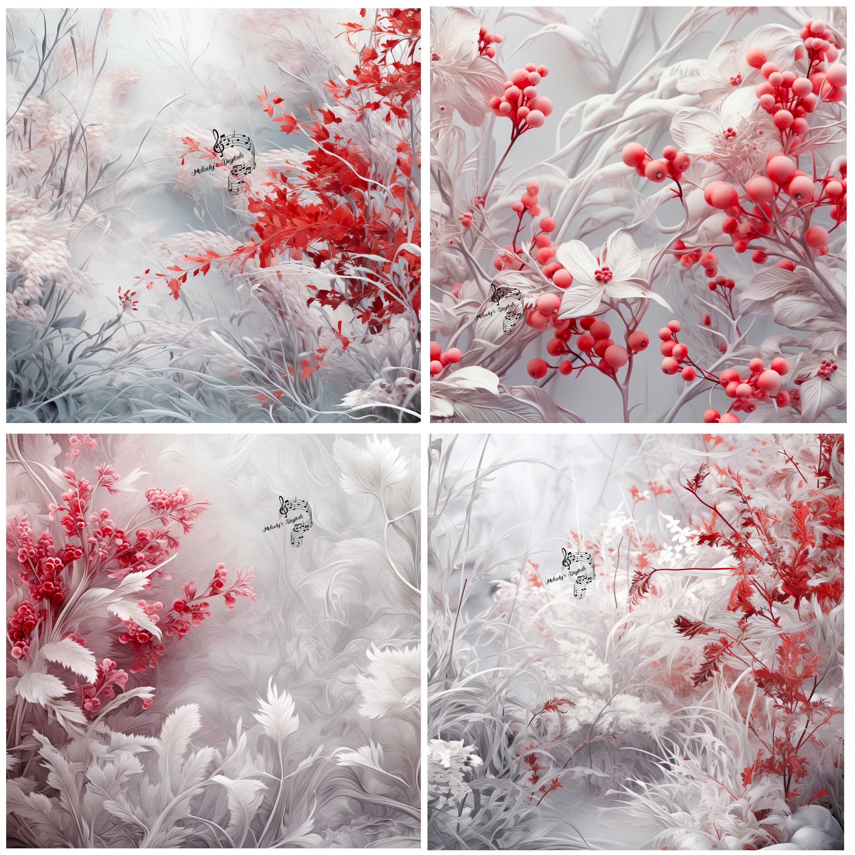 Christmas Floral Frozen in Time Rococo Journal Paper Christmas Flowers ...