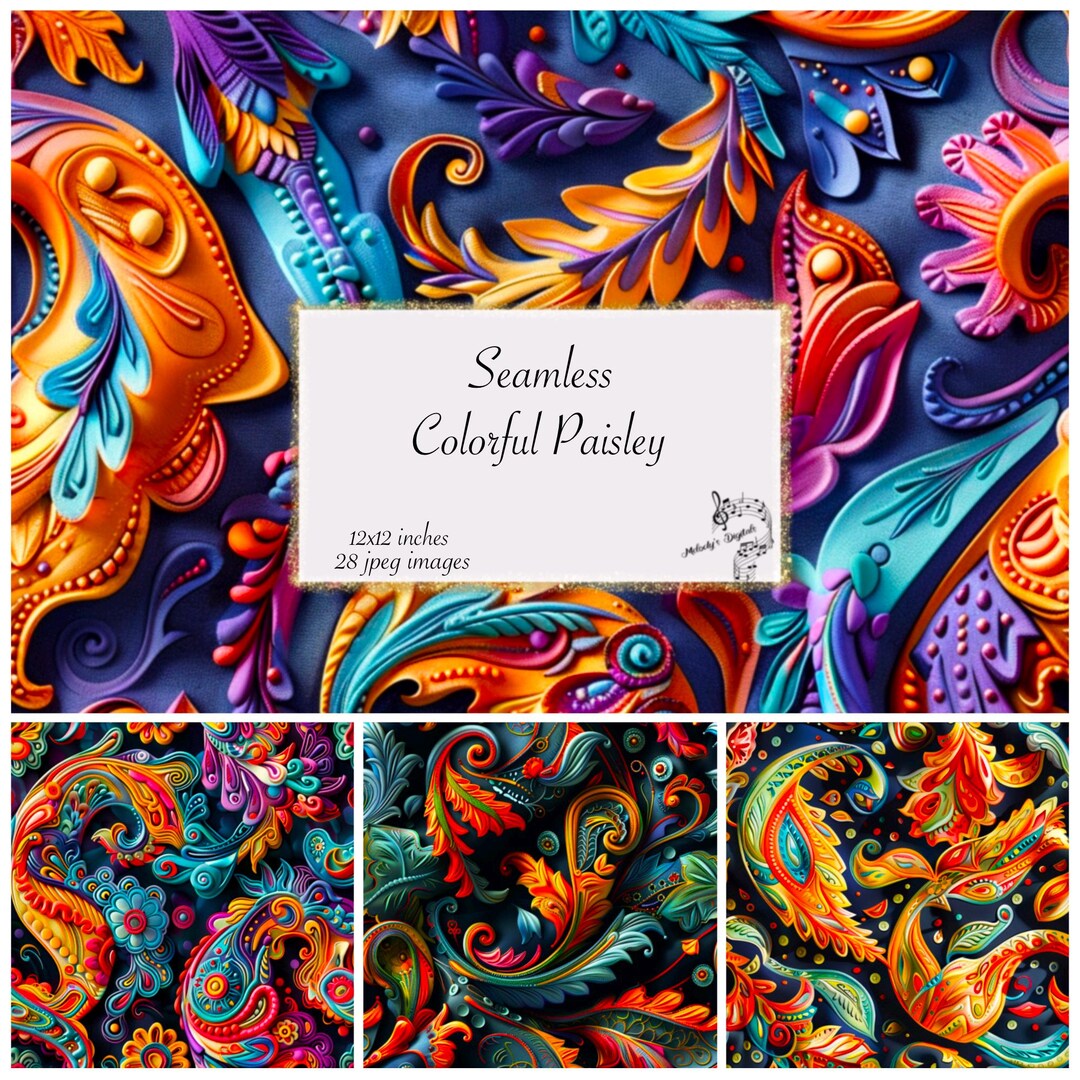 Paisley Digital Paper, Paisley Scrapbook, Paisley Texture, Paisley ...