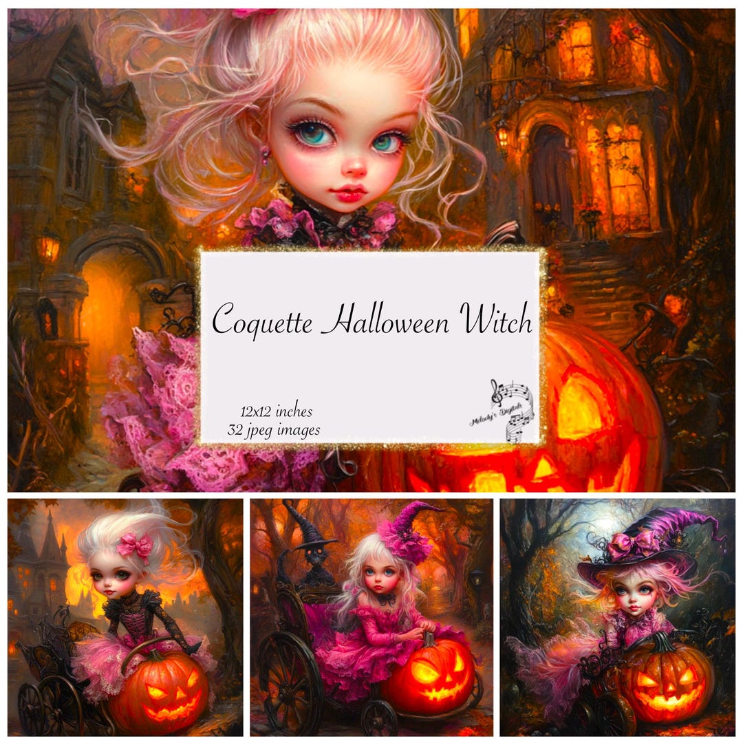 Coquette Halloween Witch Digital Paper Halloween Witch JPG Paper ...