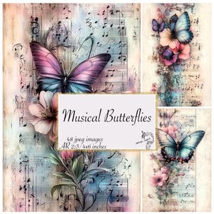 Musical Butterflies Sheet Music Junk Journal Kit, Musical Ephemera ...