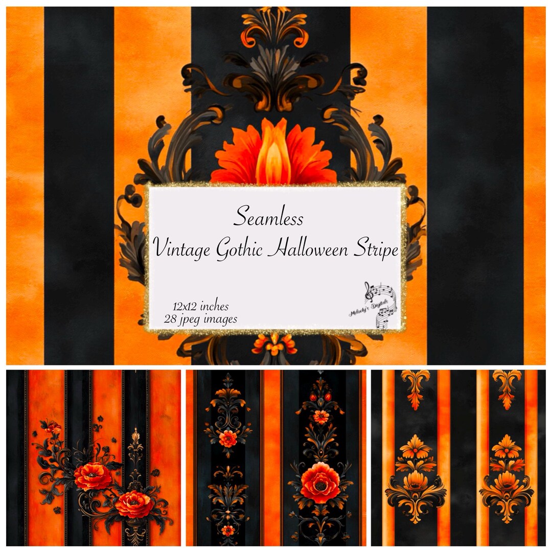 Vintage Gothic Halloween Stripe Digital Paper (digital Download) - Etsy