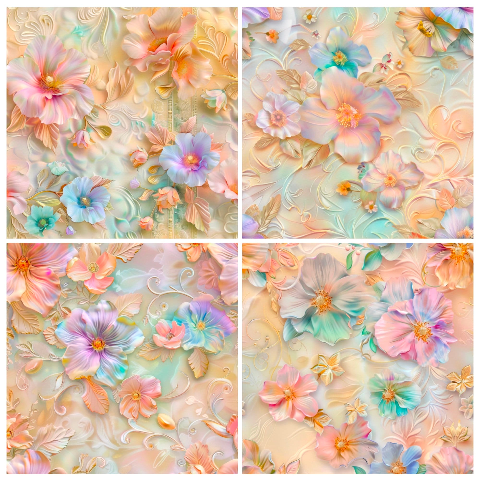 Watercolor Pastel Flower Digital Paper, Seamless Floral Pattern ...