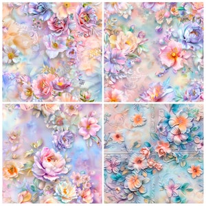 Watercolor Pastel Flower Digital Paper, Seamless Floral Pattern ...