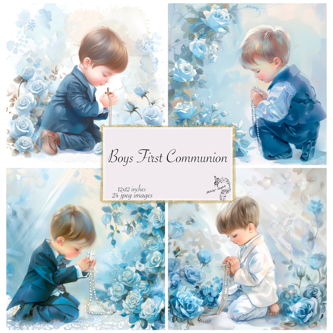 First Communion Digital Paper, Boys First Communion Paper, Religious ...