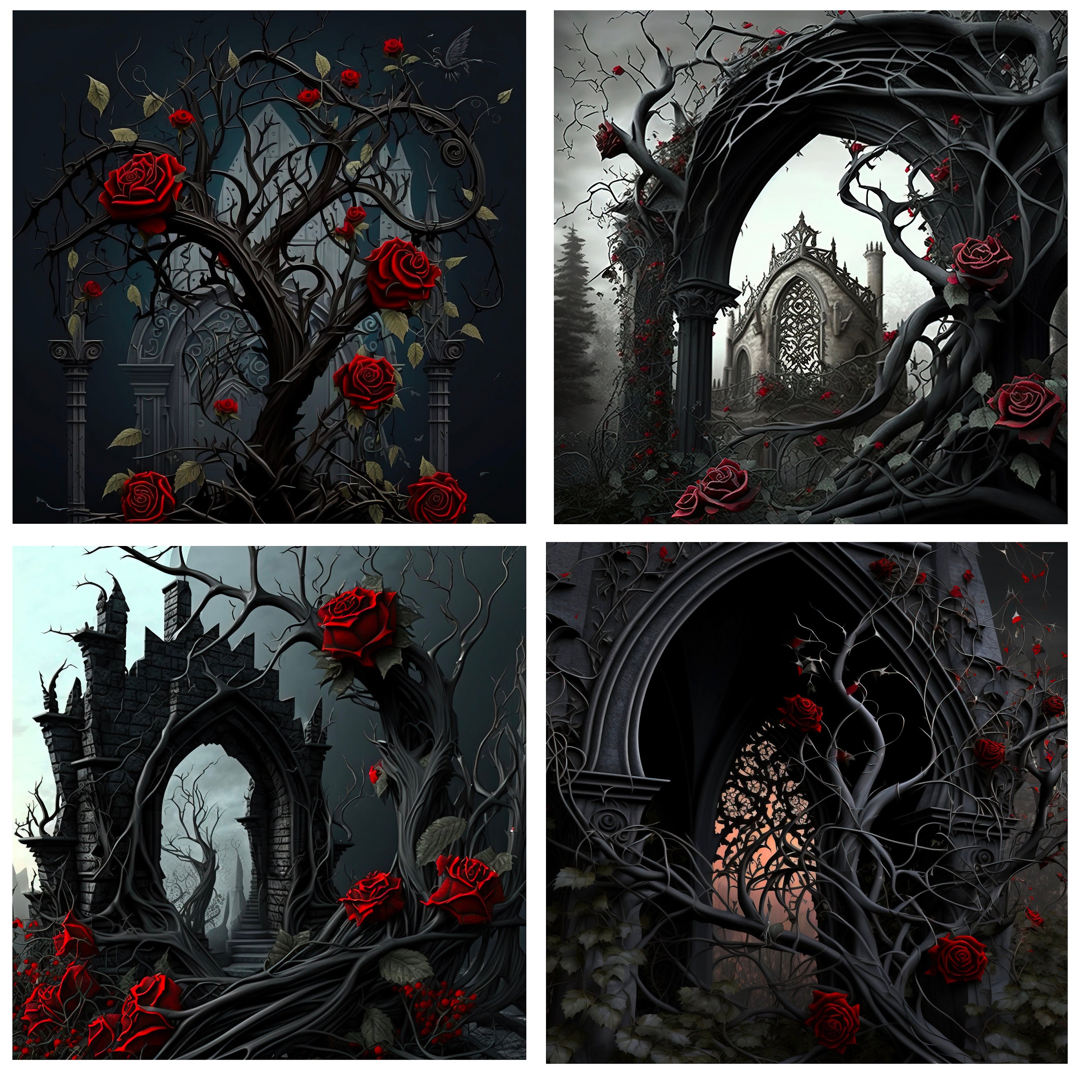 Gothic Rose Garden Gothic Journal Paper Rococo Fantasy Paper - Etsy