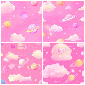 Baby Girl Moon and Stars in Pinks Digital Paper, Seamless Pink Stars ...