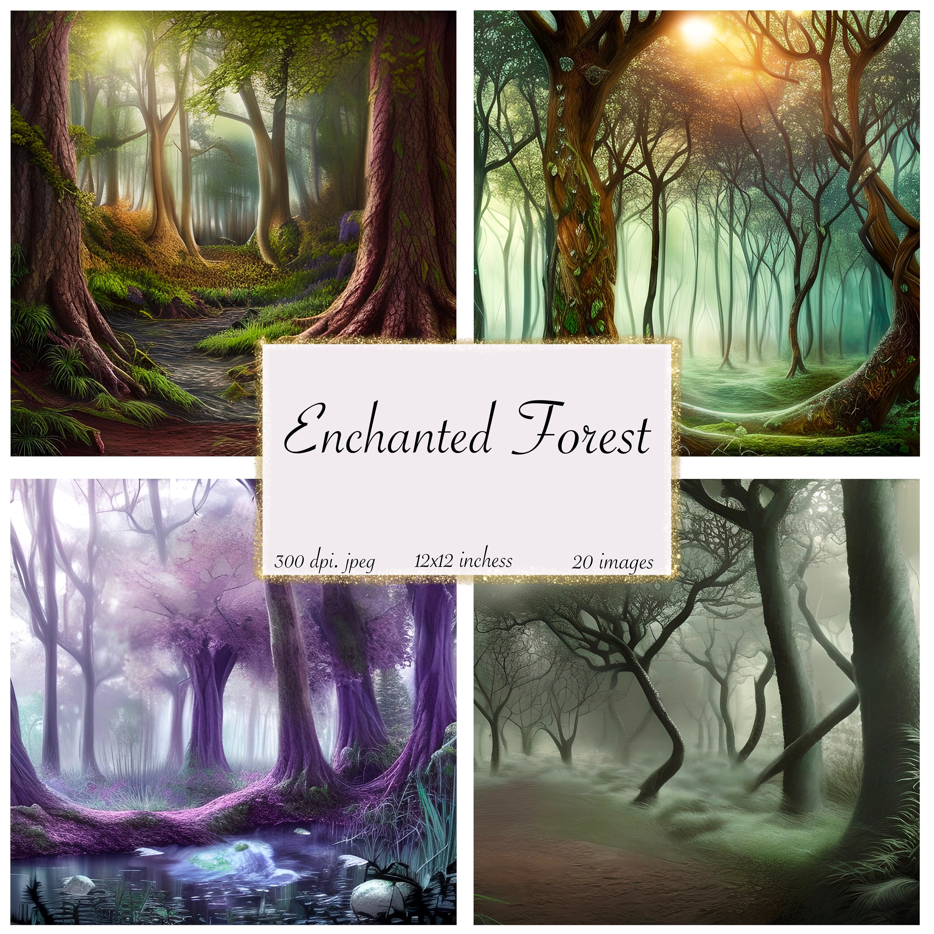 Enchanted Forest Journal Paper, Digital Paper, Rococo Paper Junk ...