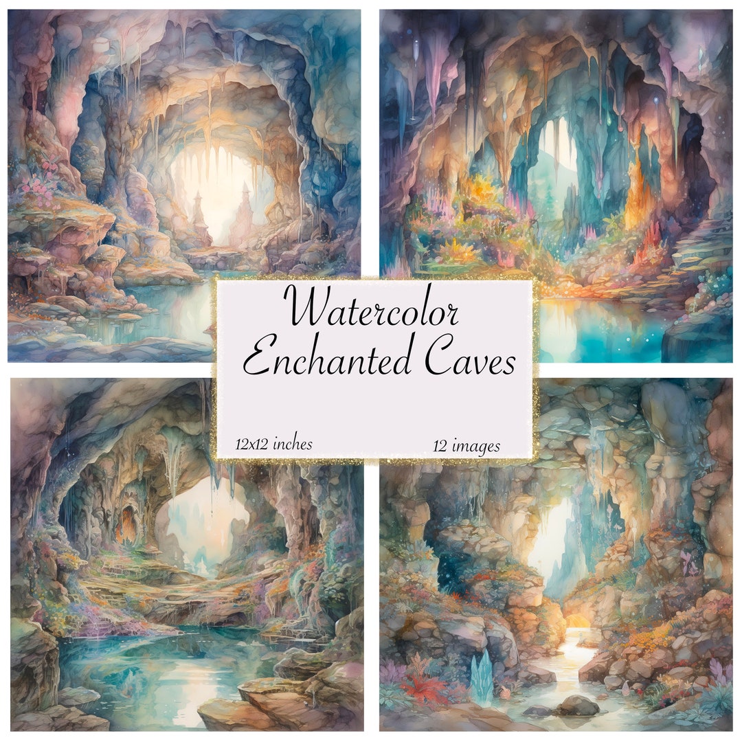Watercolor Enchanted Caves - Etsy