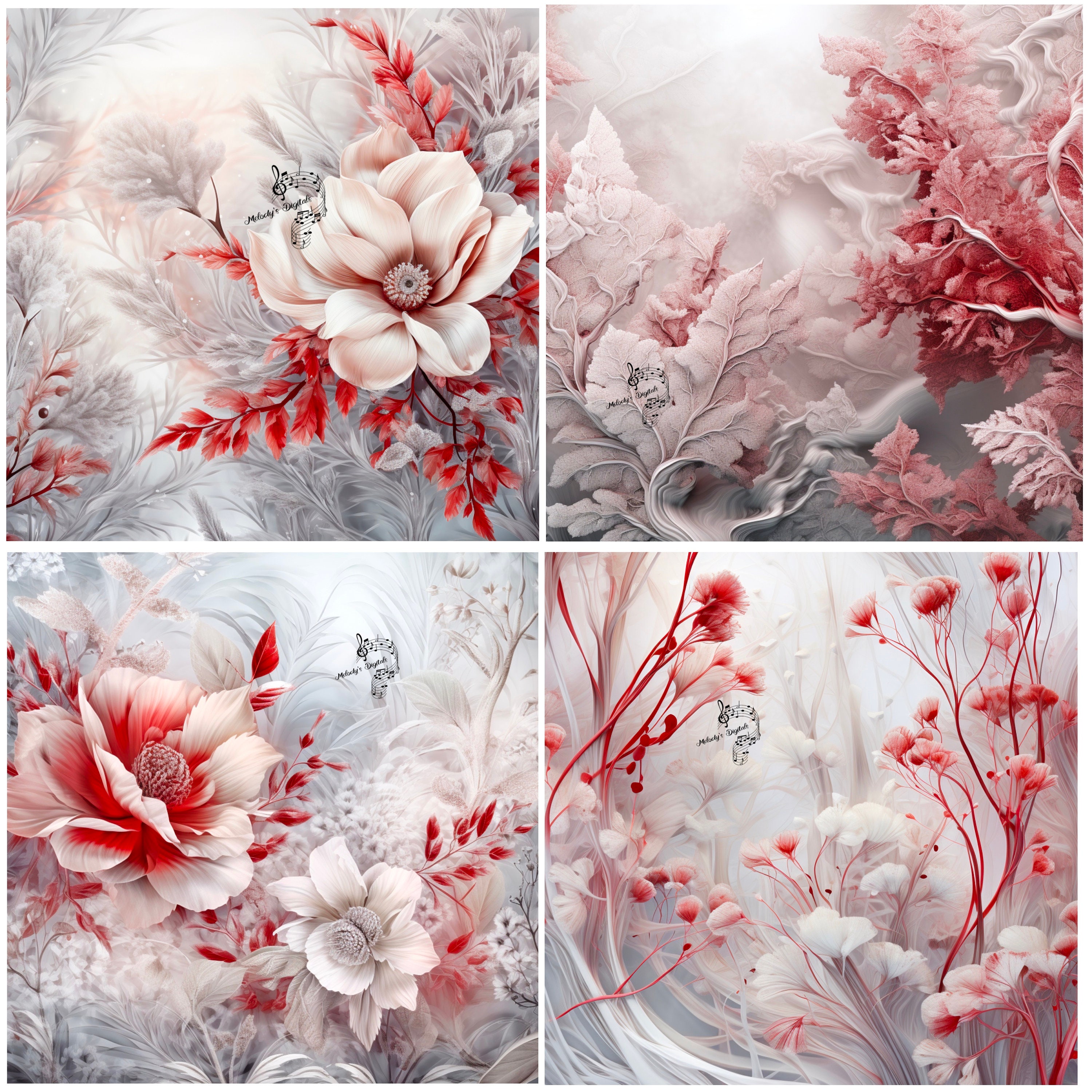 Christmas Floral Frozen in Time Rococo Journal Paper Christmas Flowers ...