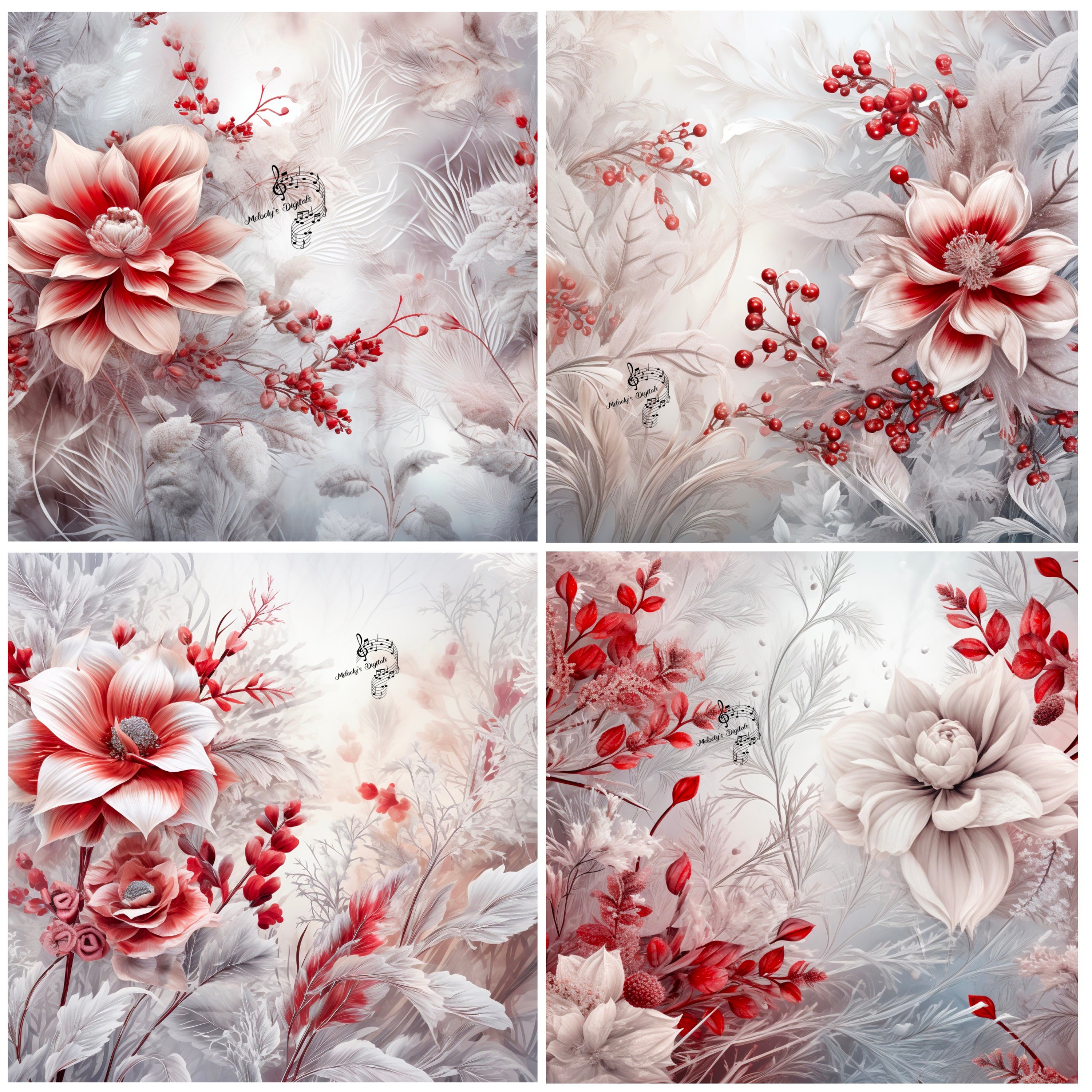 Christmas Floral Frozen in Time Rococo Journal Paper Christmas Flowers ...