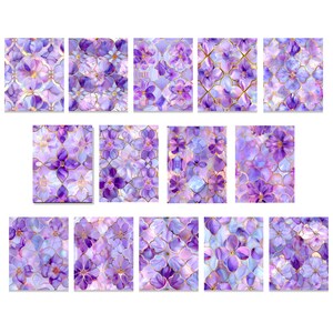 Lilacs Stained Glass Digital Paper, Iridescent Printable Texture ...