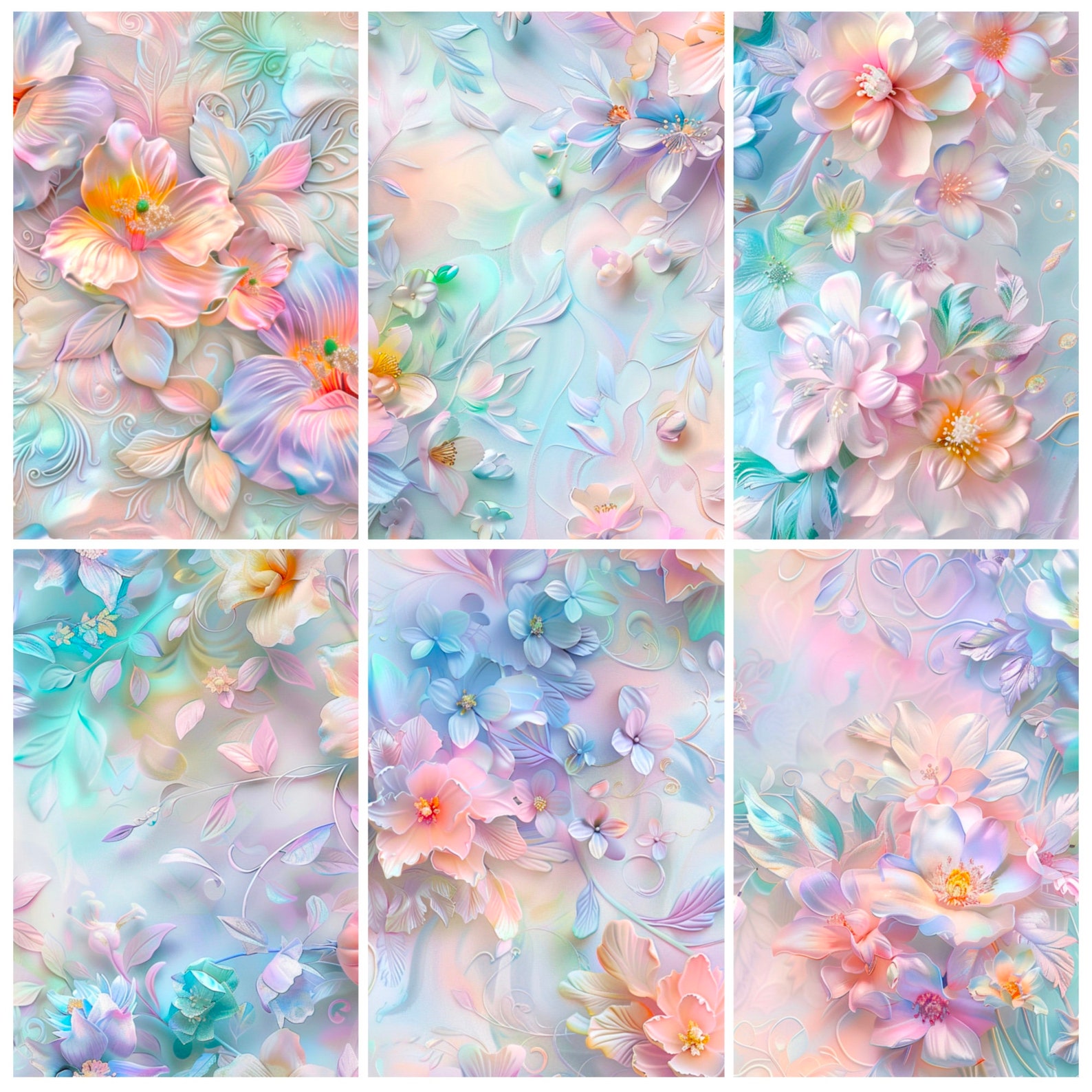 Watercolor Pastel Flower Digital Paper, Seamless Floral Pattern ...