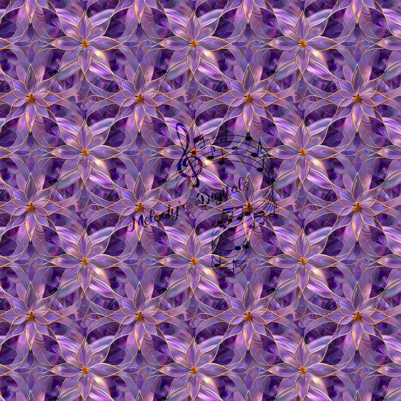 Lilacs Stained Glass Digital Paper, Iridescent Printable Texture ...