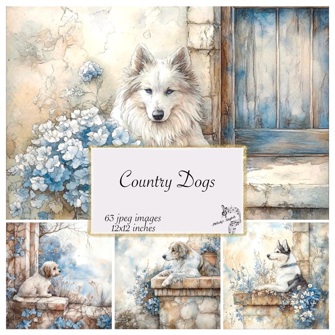 Country Dogs Digital Paper, Dog Digital Pattern, Pets Digital Pattern ...