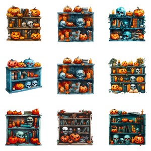 Watercolor Haunted Bookcase Clipart, Halloween Clipart, PNG Format ...