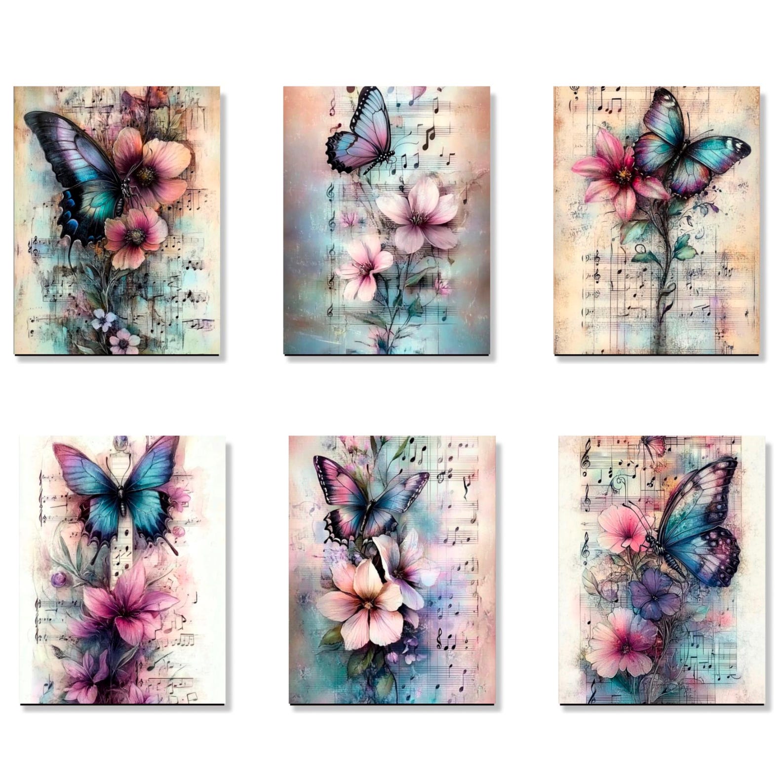 Musical Butterflies Sheet Music Junk Journal Kit, Musical Ephemera ...