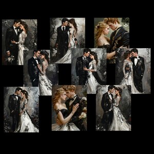Bride and Groom Digital Paper, Gothic Digital Paper, Black and White ...
