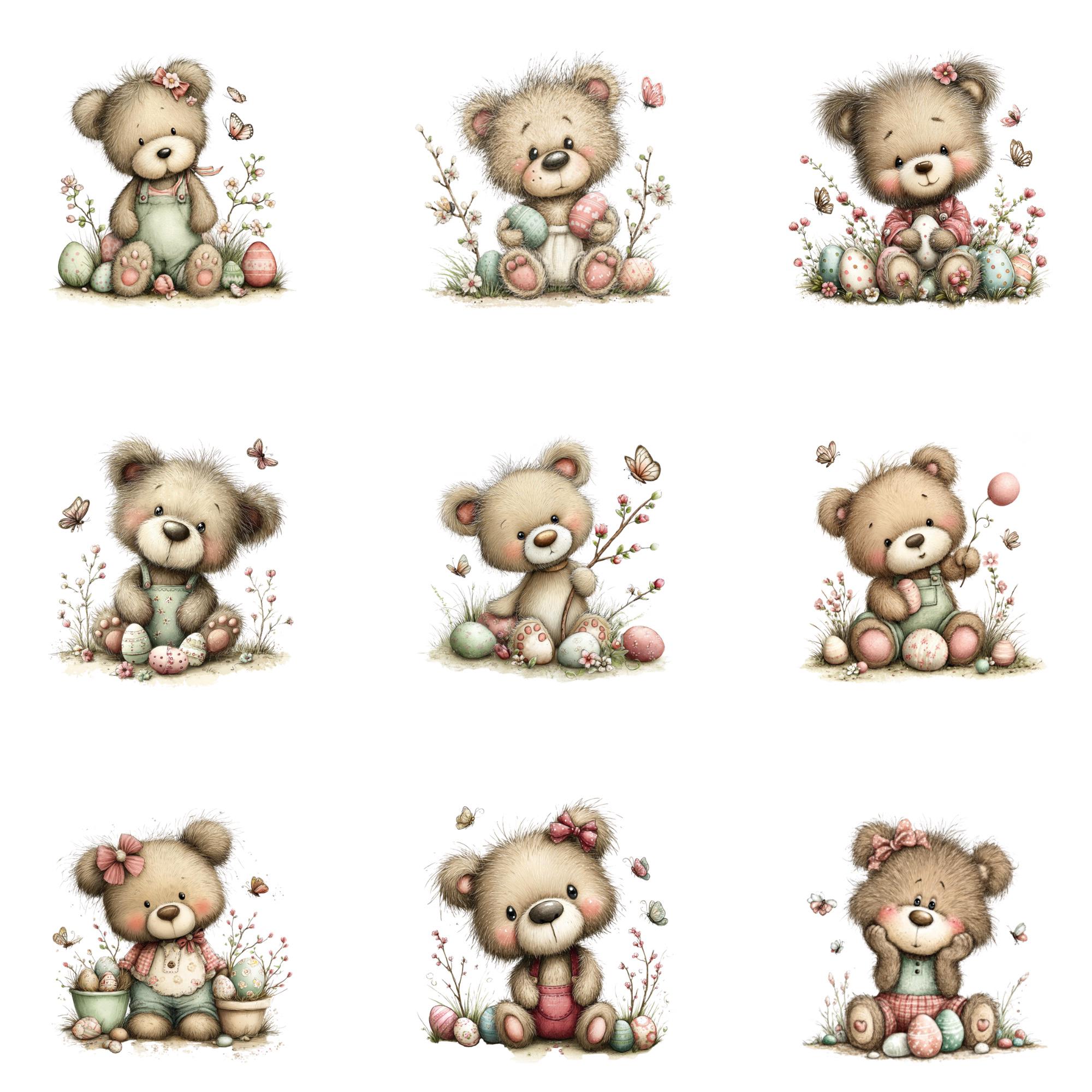 Quirky Easter Bear Clipart, Watercolor Butterflies, Spring Nursery ...