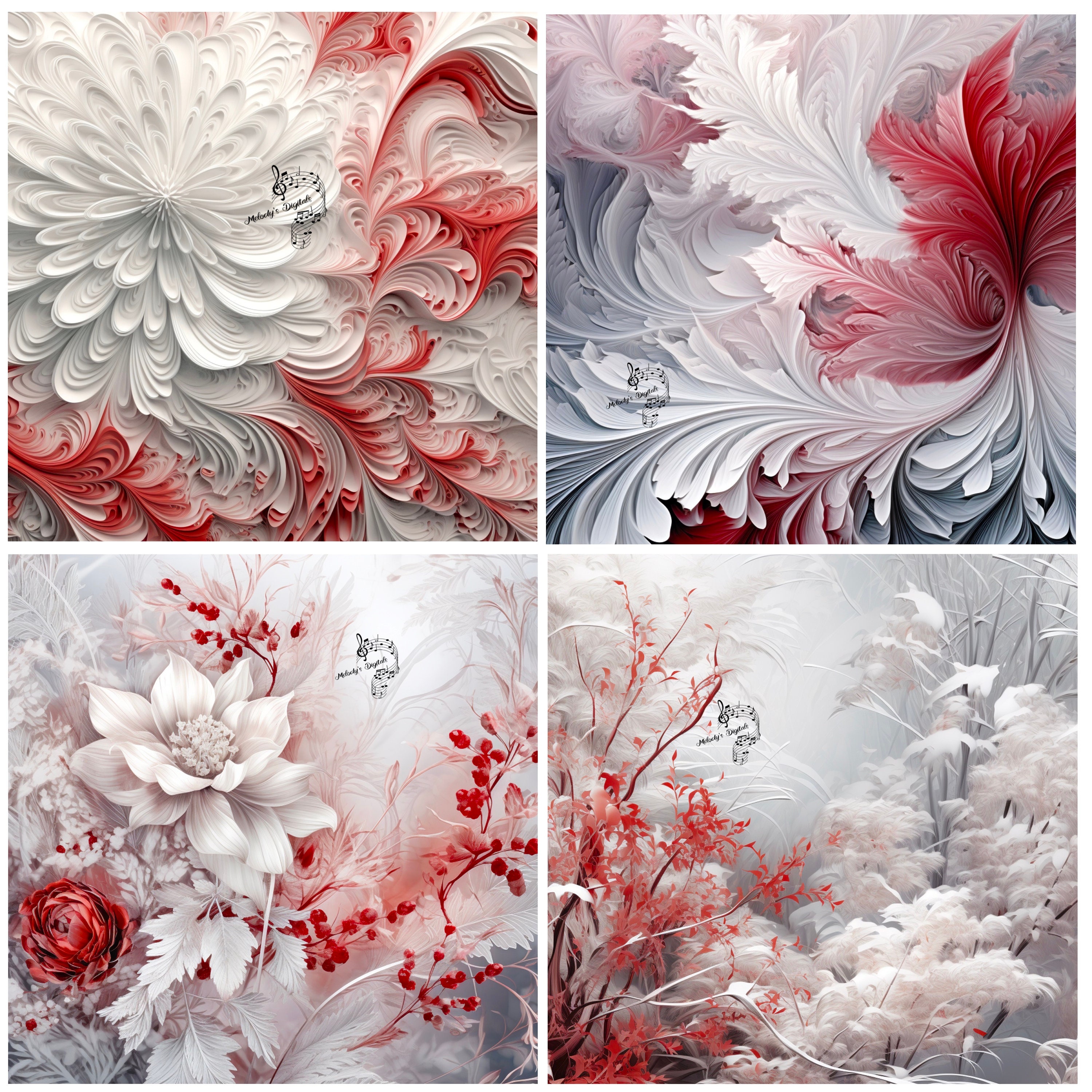 Christmas Floral Frozen in Time Rococo Journal Paper Christmas Flowers ...