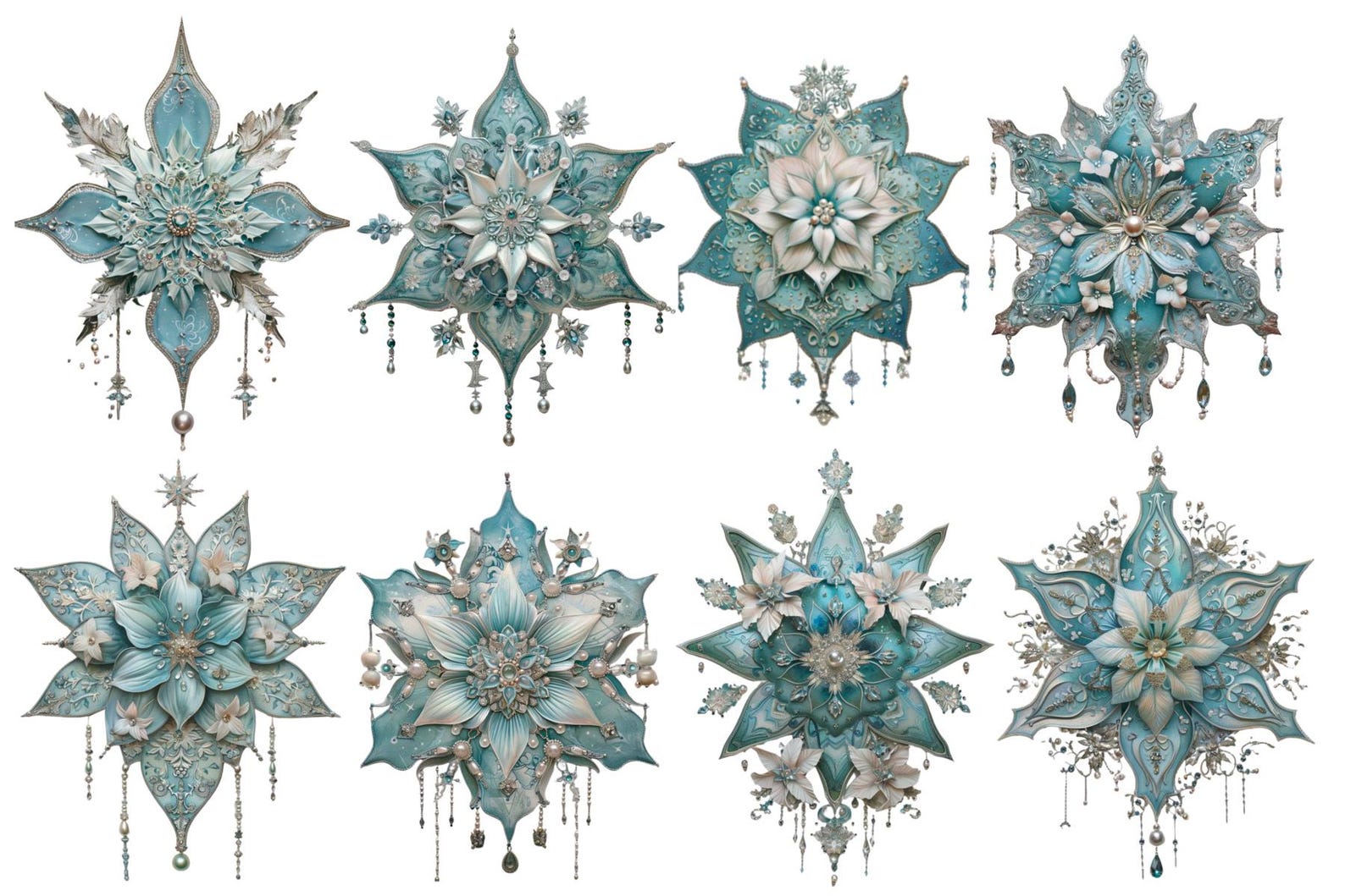Blue Stars Christmas Ornaments Clipart, Digital Glitter Christmas Star ...