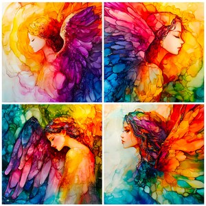 Abstract Angels Junk Journal Pages Christmas Angels Alcohol Ink and ...