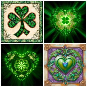 St. Patrick's Day Digital Paper, Green and Gold Shamrock Patterns ...