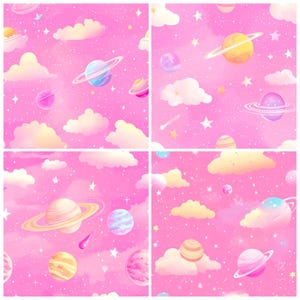 Baby Girl Moon and Stars in Pinks Digital Paper, Seamless Pink Stars ...