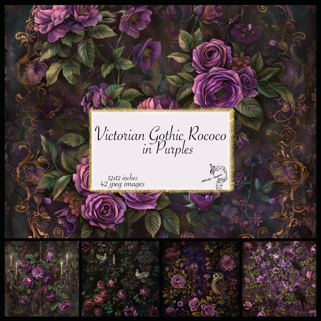 Gothic Rococo Digital Paper, Victorian Gothic Digital Paper Background ...