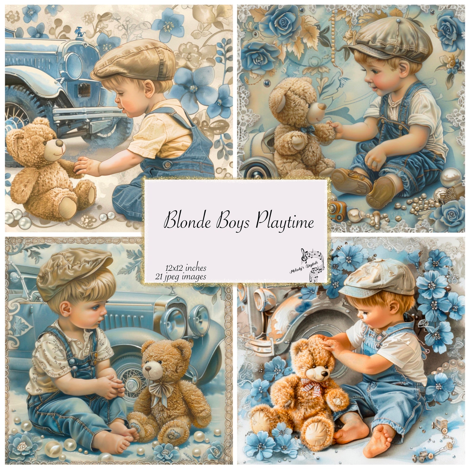 Blonde Boys Playtime Journal Paper Scrapbooking Kit Junk Journal Pages ...