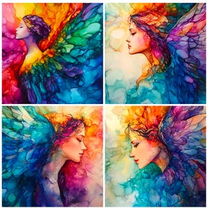 Abstract Angels Junk Journal Pages Christmas Angels Alcohol Ink and ...
