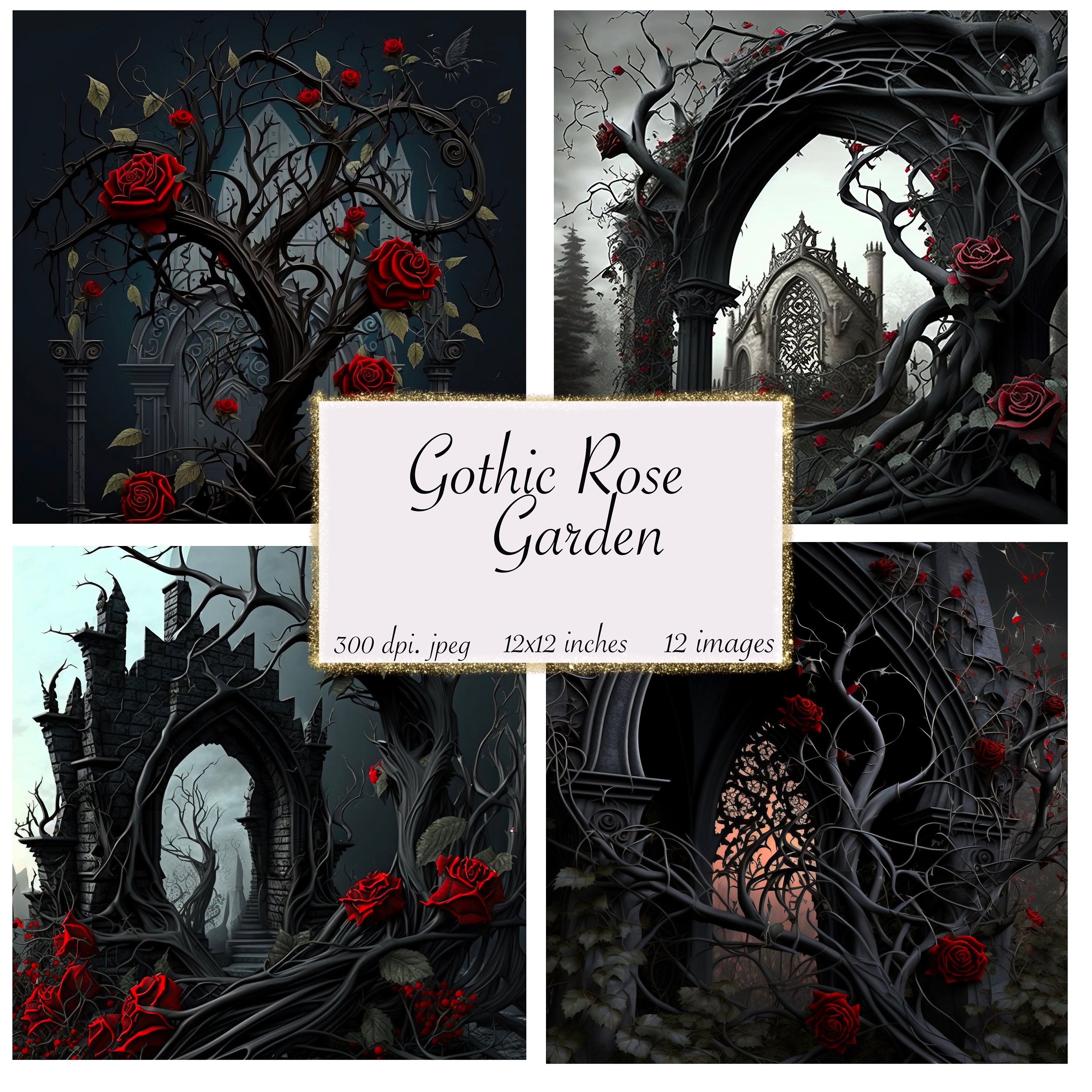 Gothic Rose Garden Gothic Journal Paper Rococo Fantasy Paper - Etsy