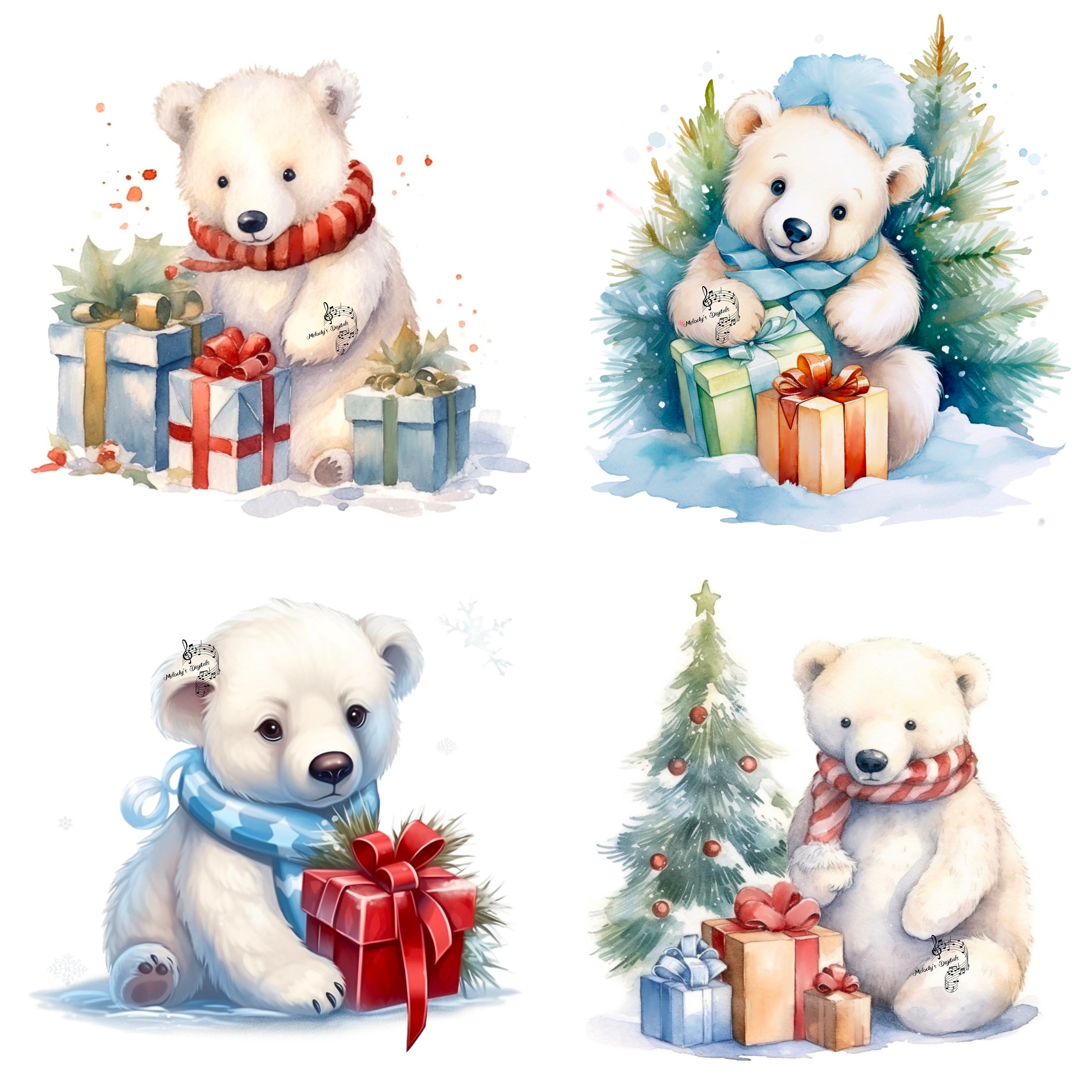Watercolor Christmas Polar Bears Journal Paper Christmas Journal Paper