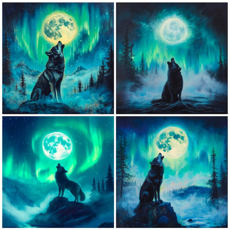 28 Wolf Howling at Moon Clipart, Digital Download, Printable Watercolor ...