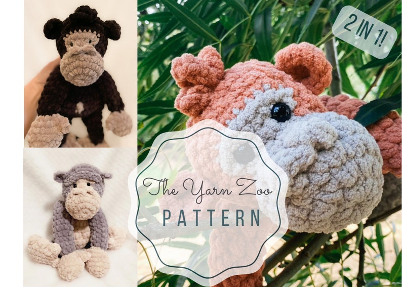 Mini Monkey & Gorilla Crochet Pattern - Amigurumi - Etsy