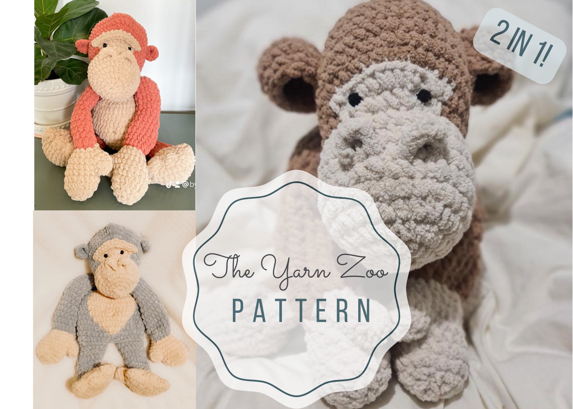 Large Monkey & Gorilla Crochet Pattern Amigurumi - Etsy