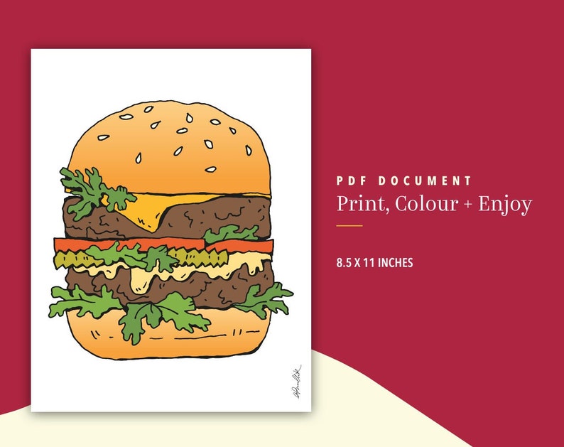 5 Food Colouring Pages. Child and Adult Colouring Sheets. Printable ...