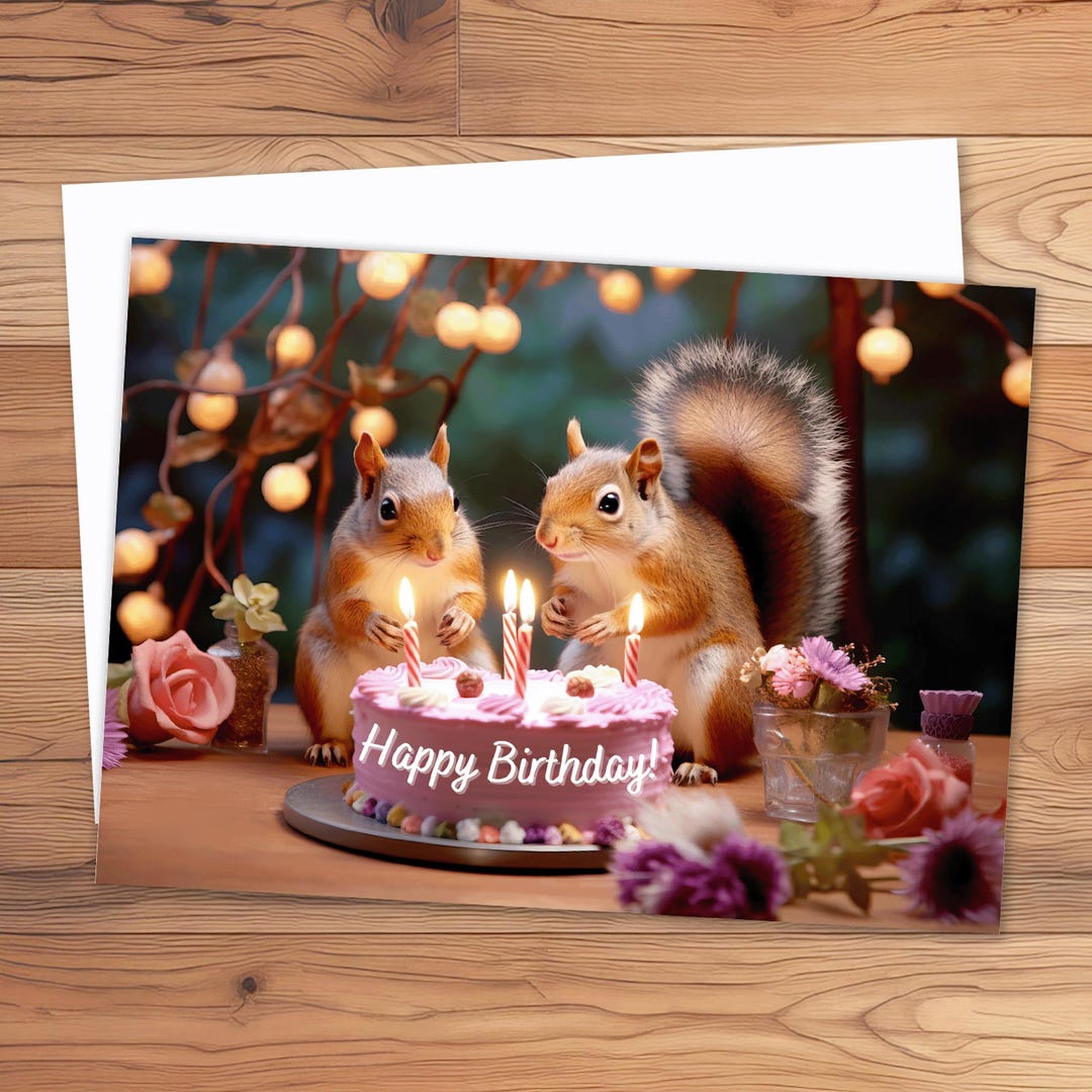 Squirrel Birthday Card With Two Squirrels for Birthday for Mom Birthday ...