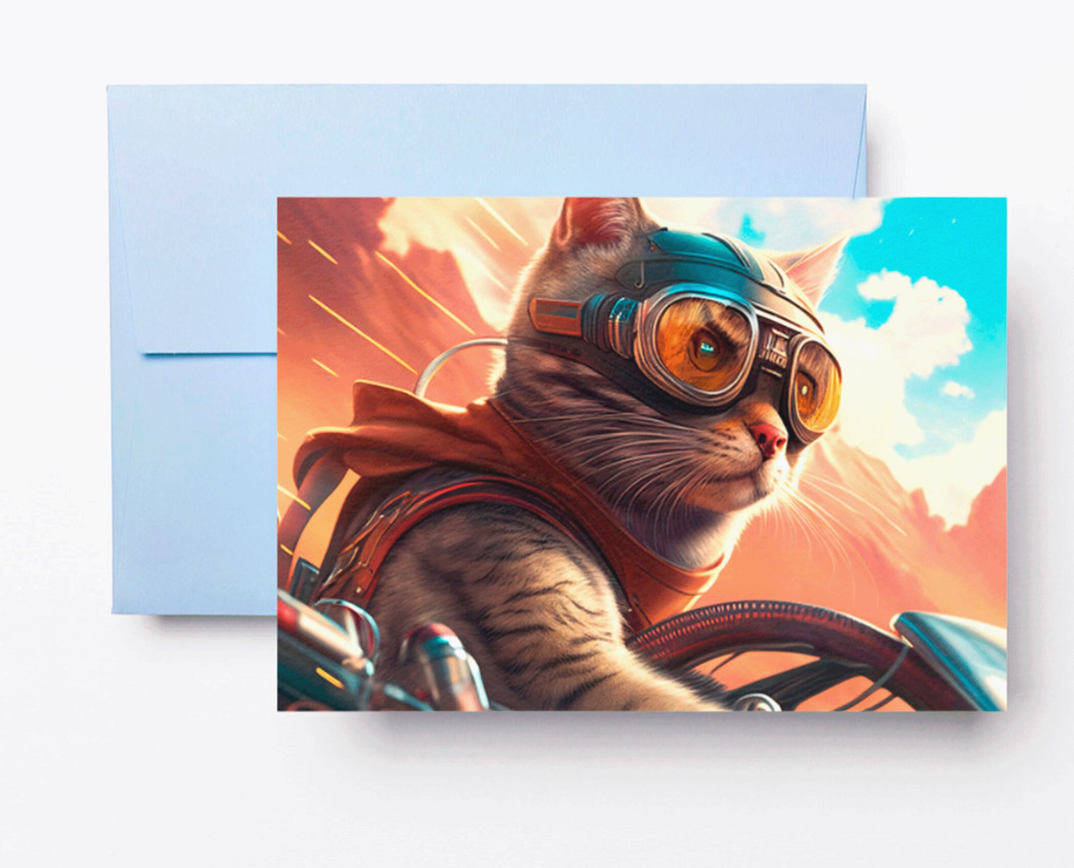 Cat Riding Motorcycle Card With Cat Father's Day, Mother's Day ...