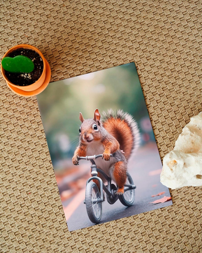 Squirrel Riding Bike Card With Squirrel Custom Birthday Card, Fathers ...