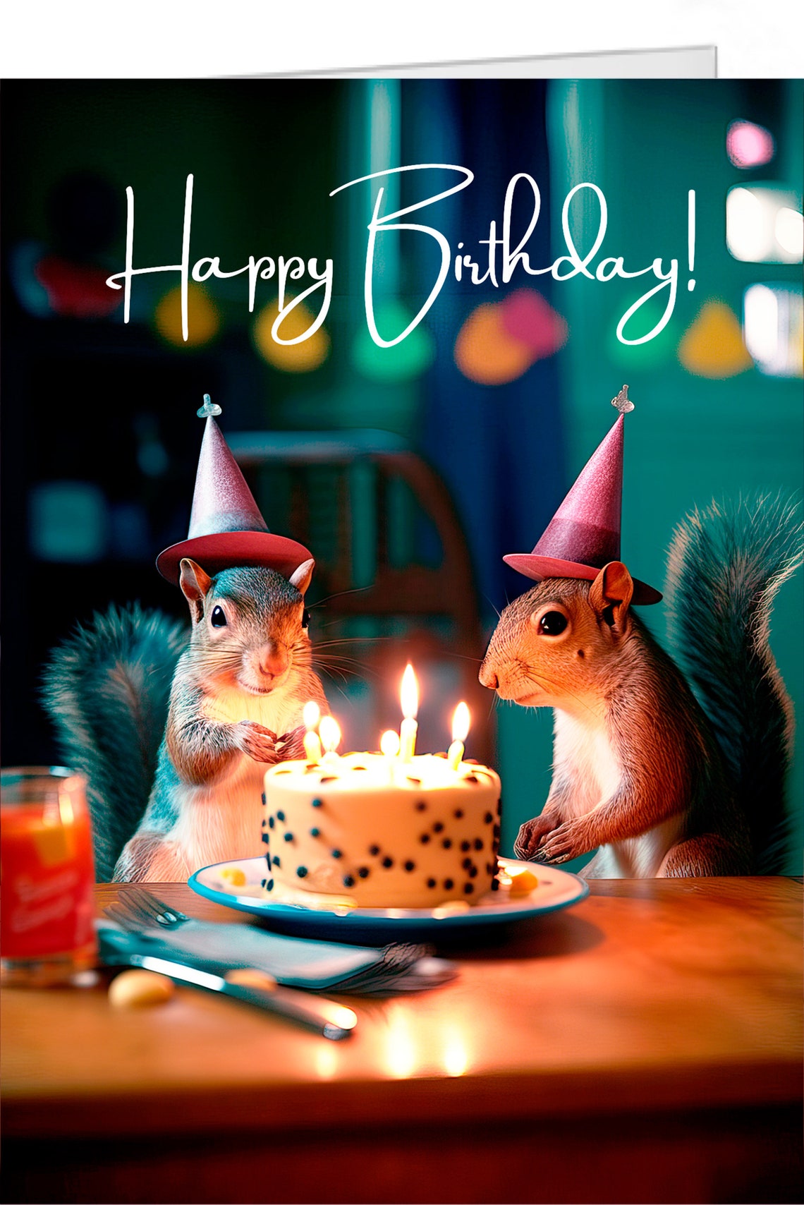 Two Squirrels Happy Birthday Personalized Custom Greeting Cards With ...