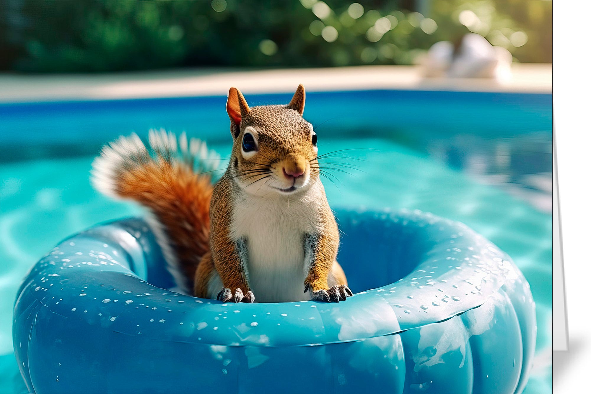 Squirrel in Swimming Pool, Pool Squirrel on Pool Toy, Squirrel Lovers ...
