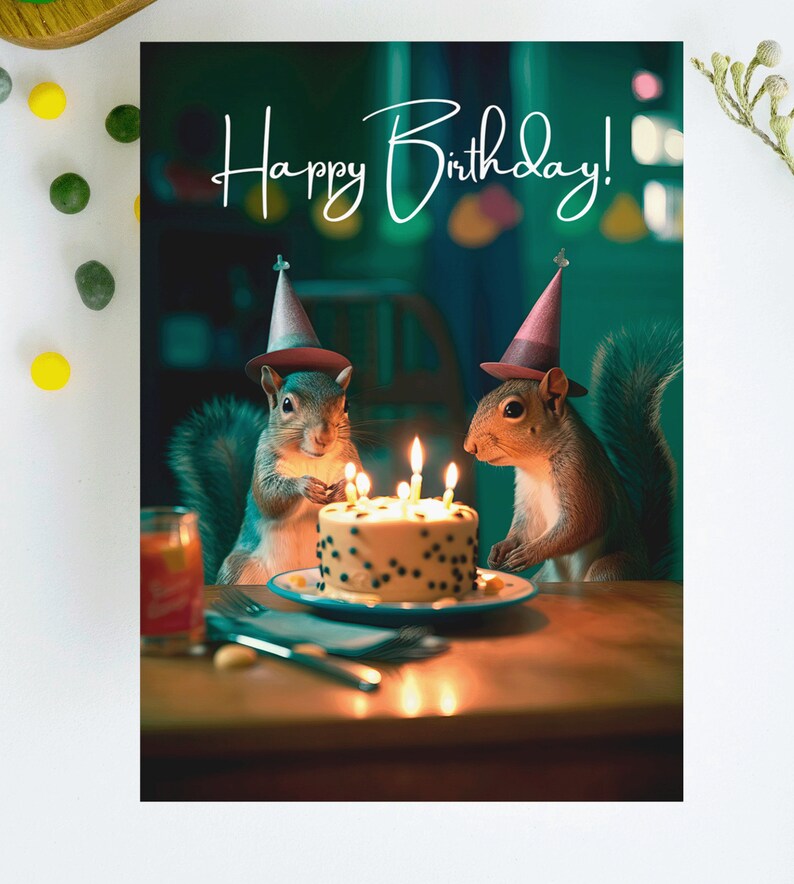 Two Squirrels Happy Birthday Personalized Custom Greeting Cards With ...
