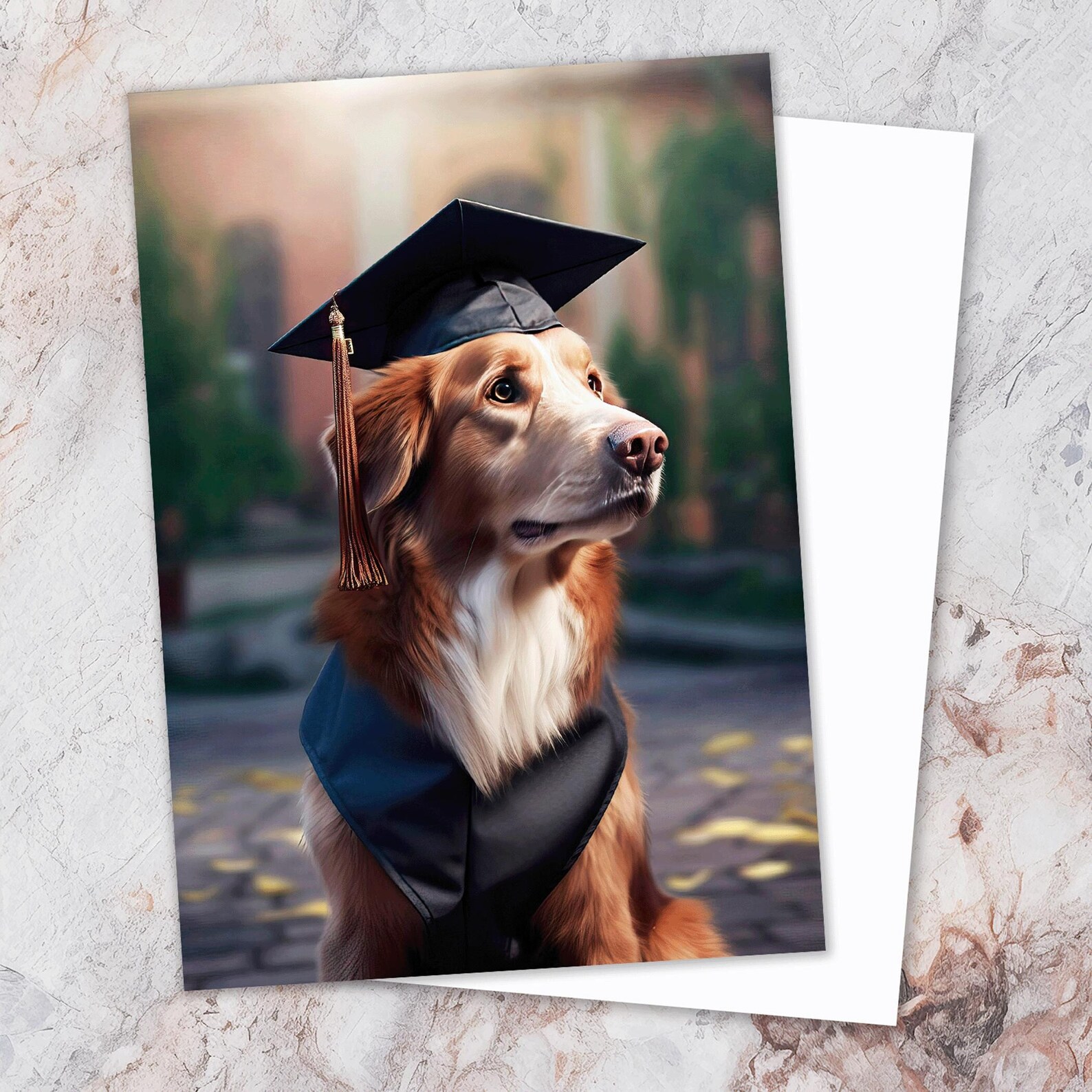 Graduation Dog in Cap and Gown Graduation Dog Card Personalized and ...