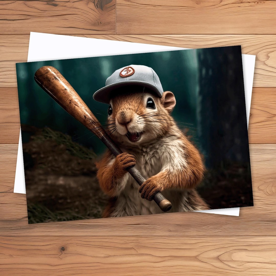 Squirrel Baseball Player, Card for Baseball Lovers, Squirrel Lovers ...
