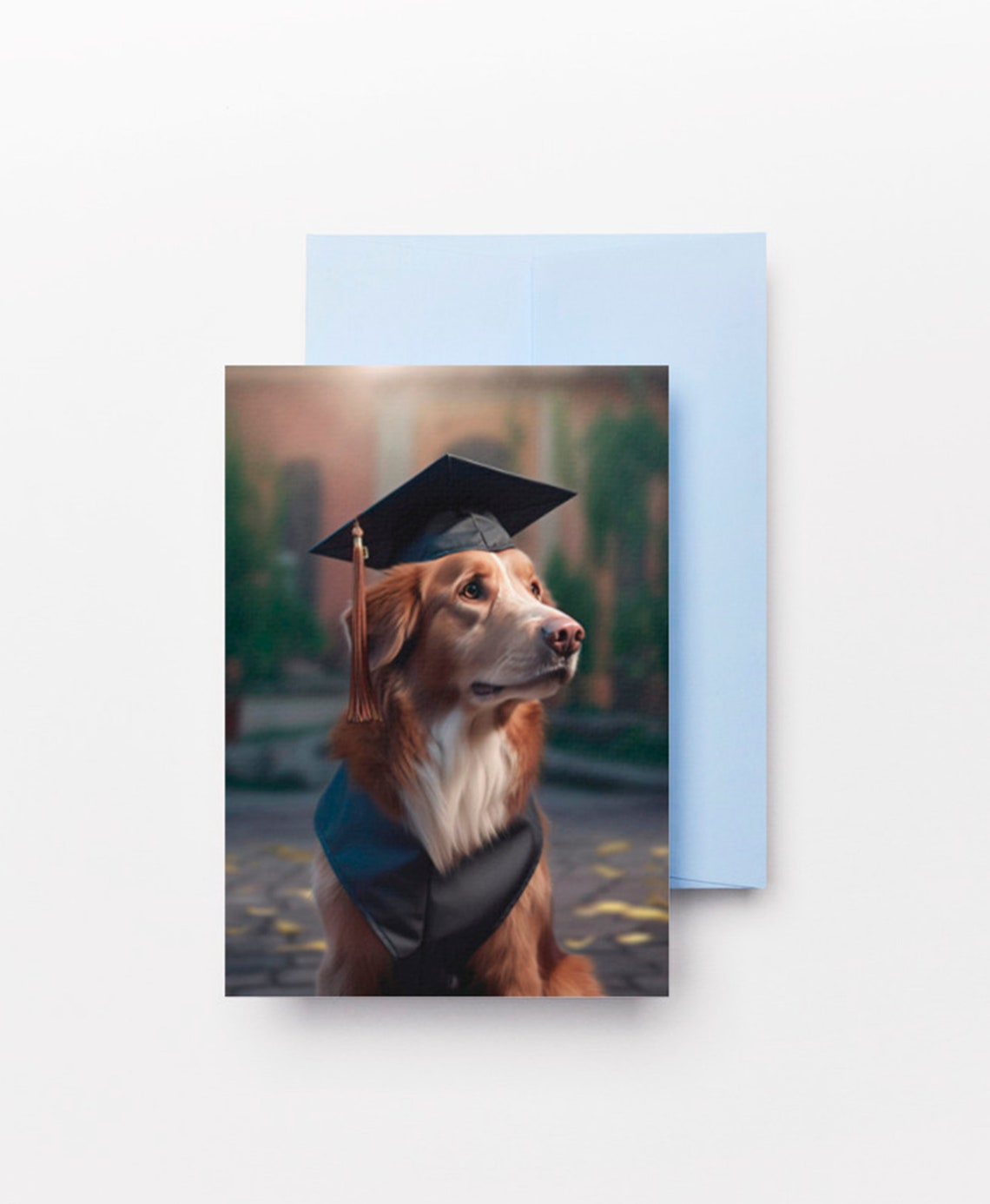 Graduation Dog in Cap and Gown Graduation Dog Card Personalized and ...