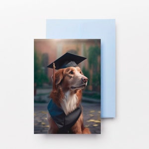 Graduation Dog in Cap and Gown Graduation Dog Card Personalized and ...