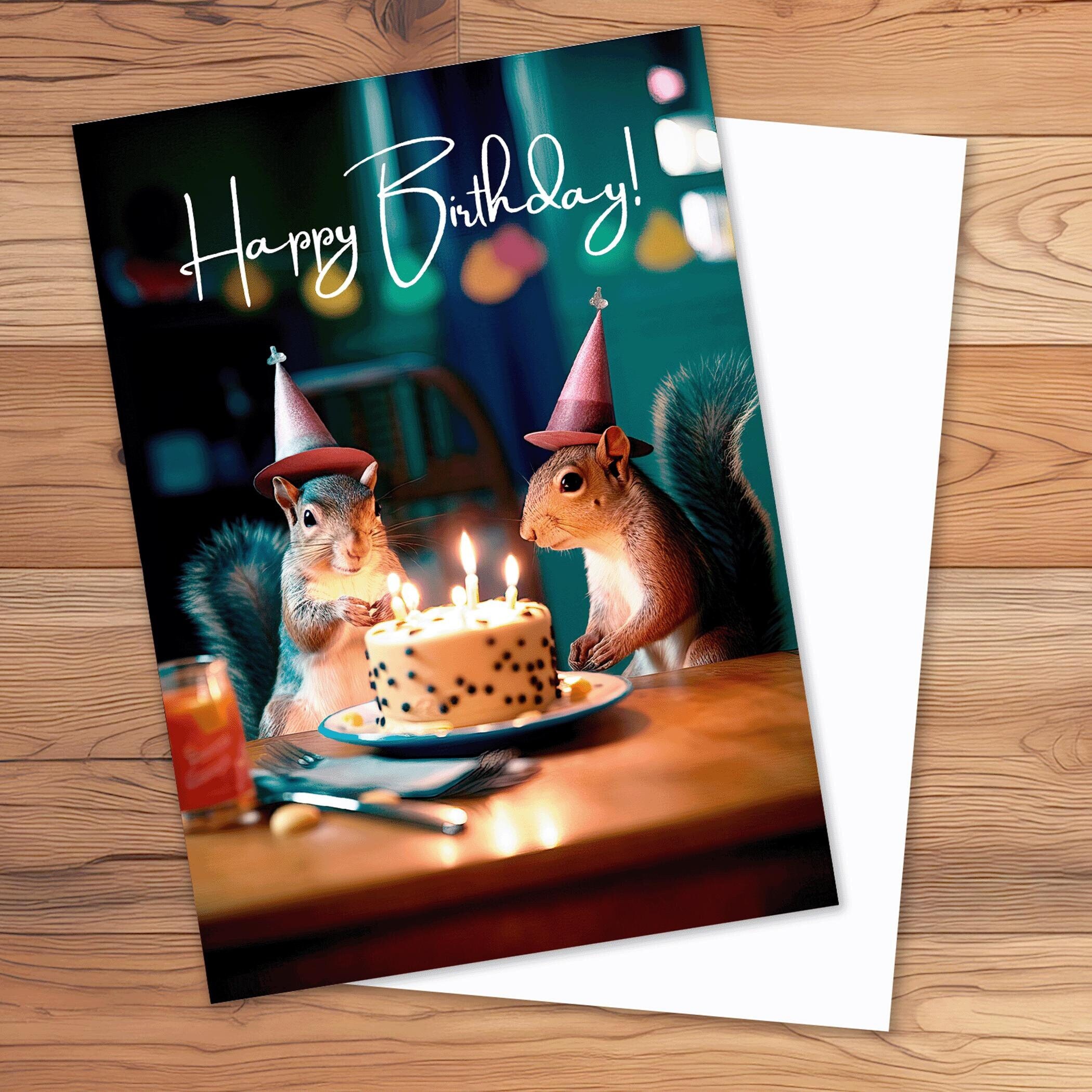 Two Squirrels Happy Birthday Personalized Custom Greeting Cards With ...