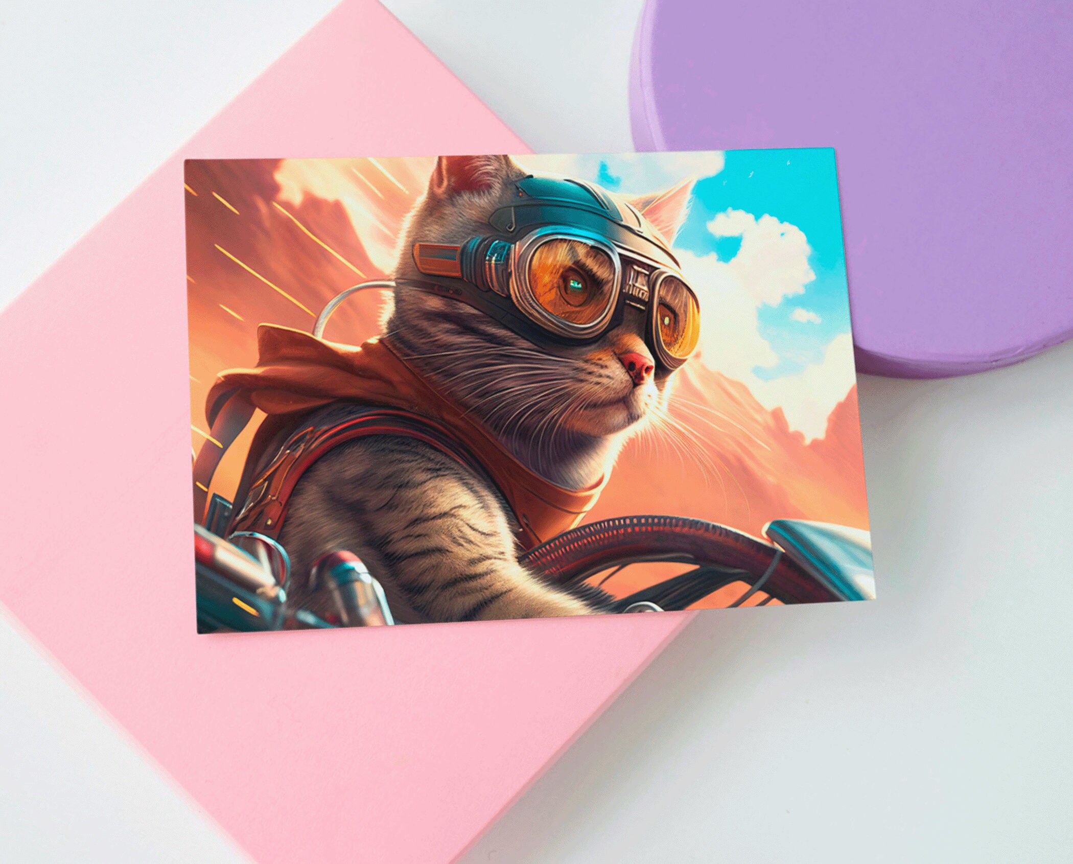 Cat Riding Motorcycle Card With Cat Father's Day, Mother's Day ...
