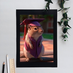 Graduation Squirrel in Cap and Gown Graduation Card With Squirrel ...